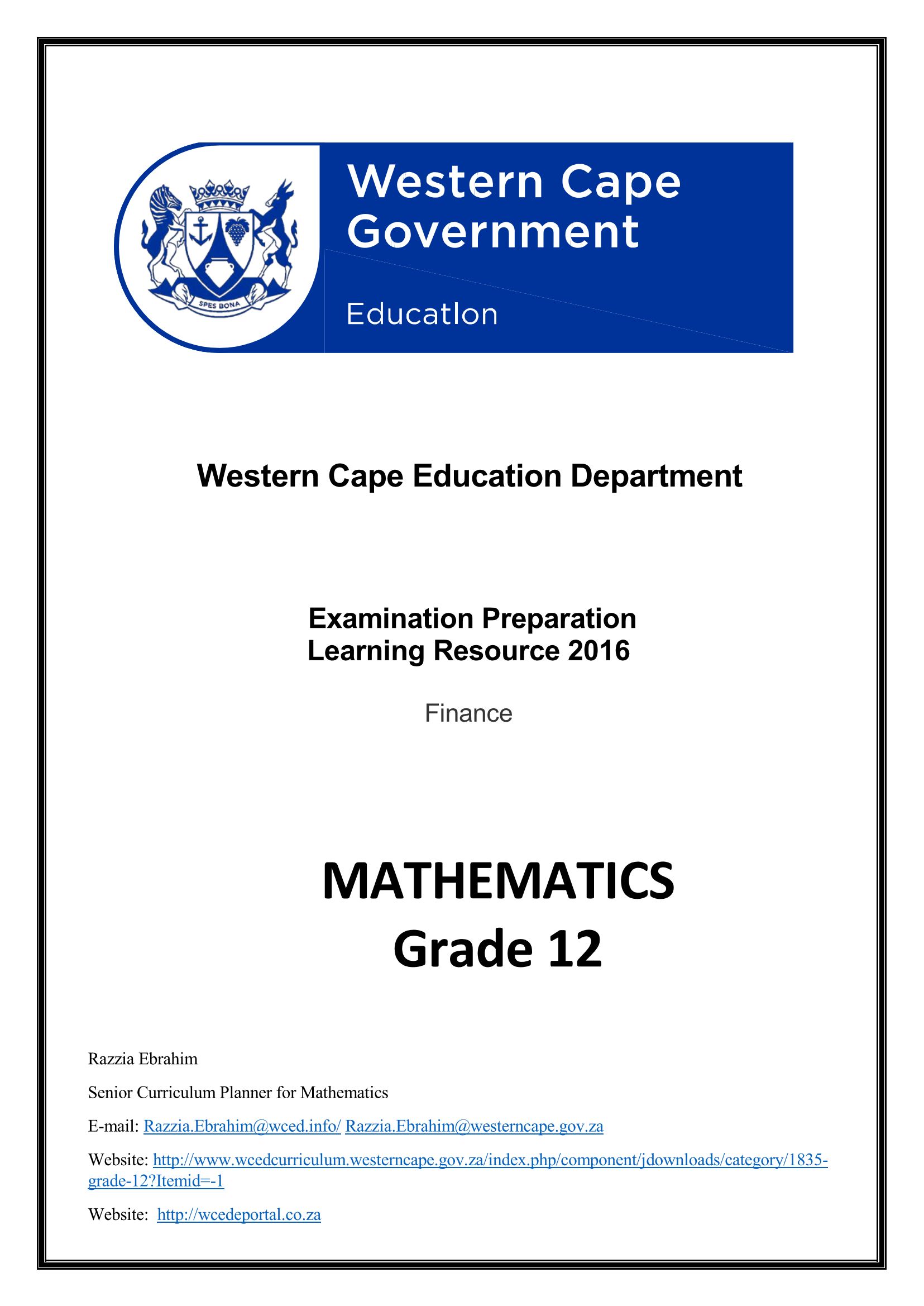 Mathematics Grade 12 Finance WCED EPortal mathematics-grade-12-finance-wced-eportal